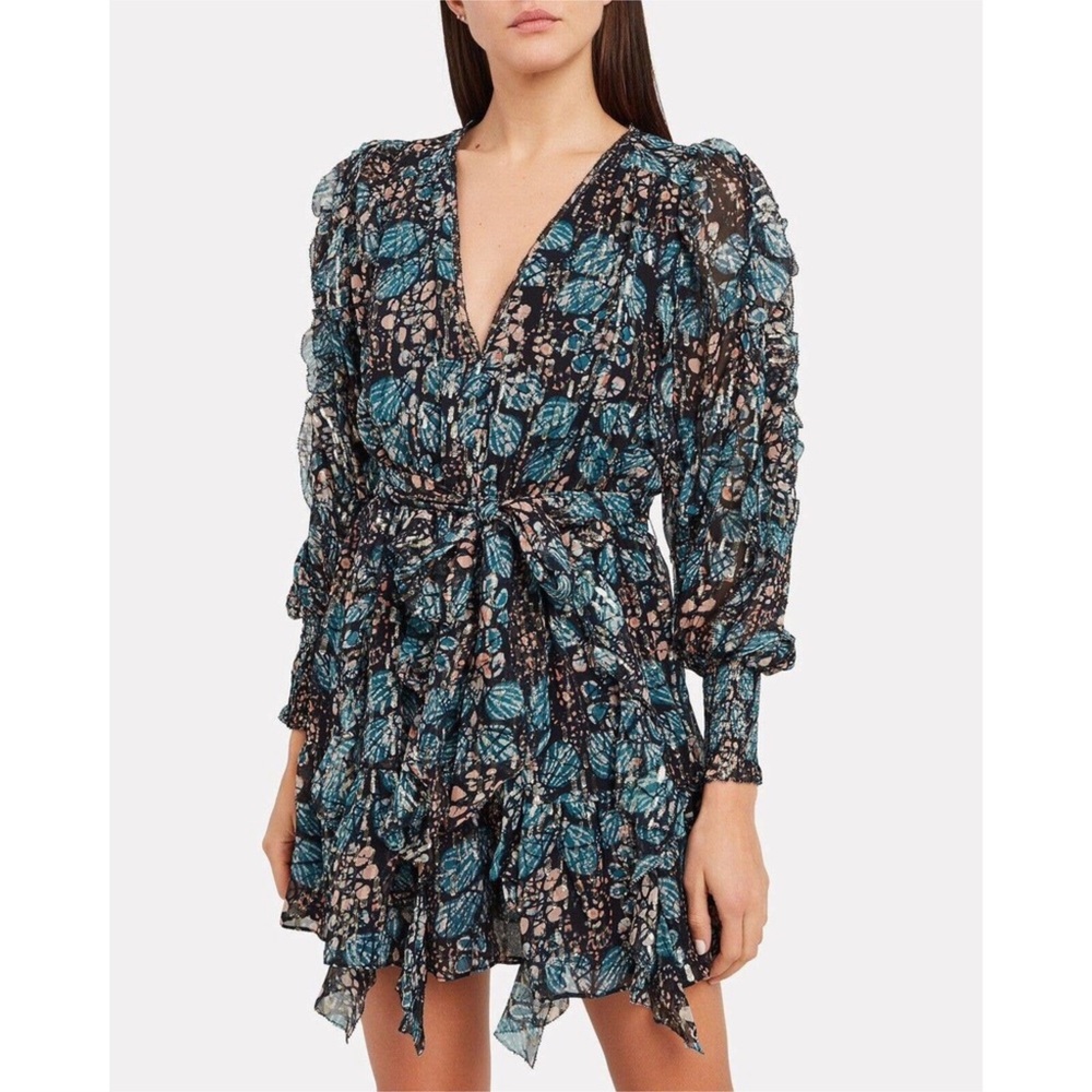 Ulla Johnson Natalia Dress Metallic Floral Silk Sz 4 - Gem